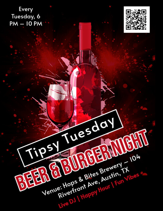 Copy of Maximalist Tipsy Tuesday – Beer & Burger Night Flyer (us Letter ...