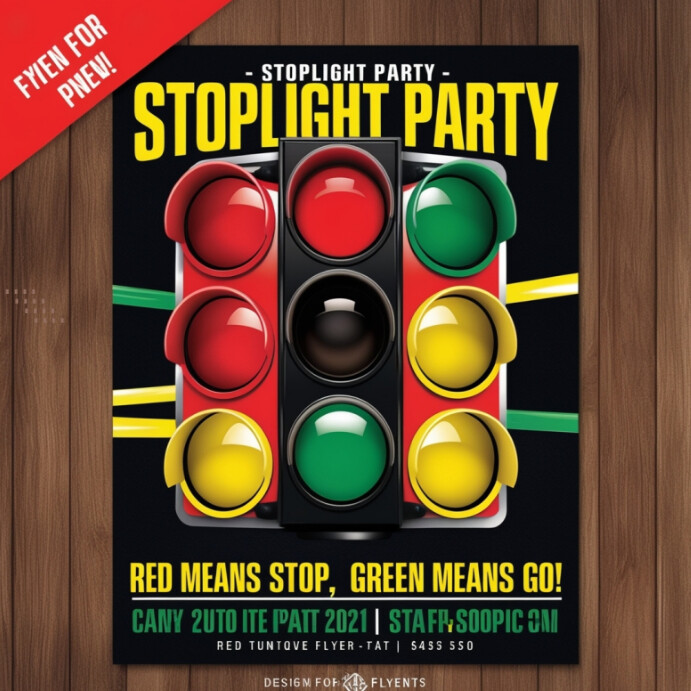 Plantilla de Maximalist Traffic Light Party Flyer Template - "let’s ...
