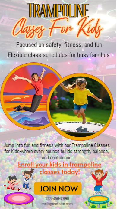 Maximalist Trampoline Classes For Kids Ad Instagram Story Template ...