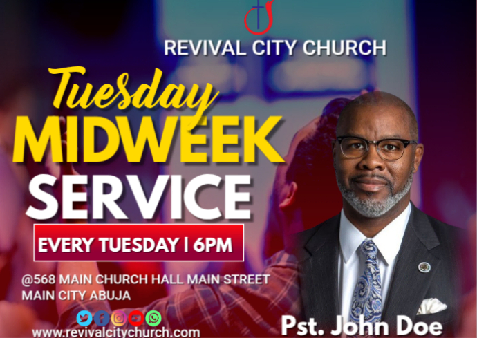 Maximalist Tuesday Midweek Service Postcard Template | PosterMyWall