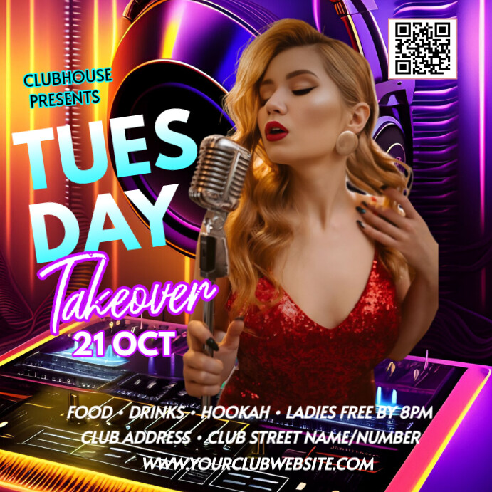 Maximalist Tuesday Takeover Party Flyer Instagram Post Template ...