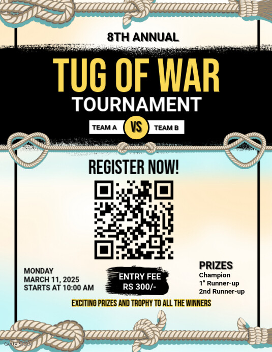 Maximalist Tug Of War Tournament Flyer (us Letter) Template | PosterMyWall