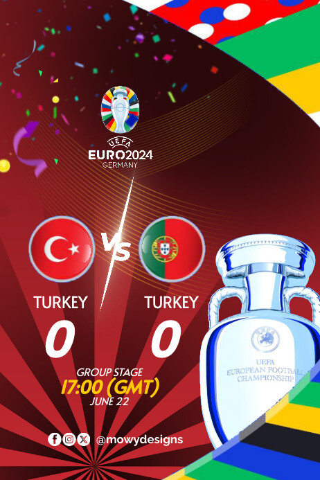 Maximalist Uefa Euro 2024 Fixture Poster Template | PosterMyWall