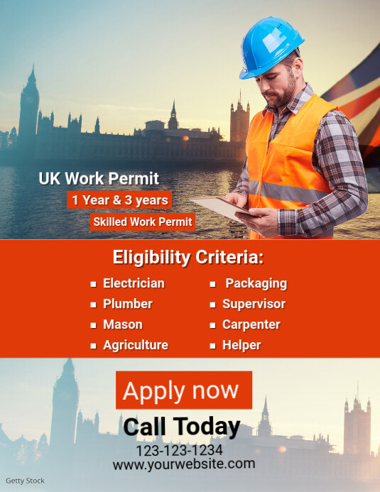 Copy of Maximalist Uk Work Permit Flyer (us Letter) | PosterMyWall