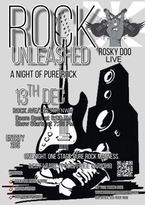 Plantilla de Maximalist Unleashed Rock A4 | PosterMyWall