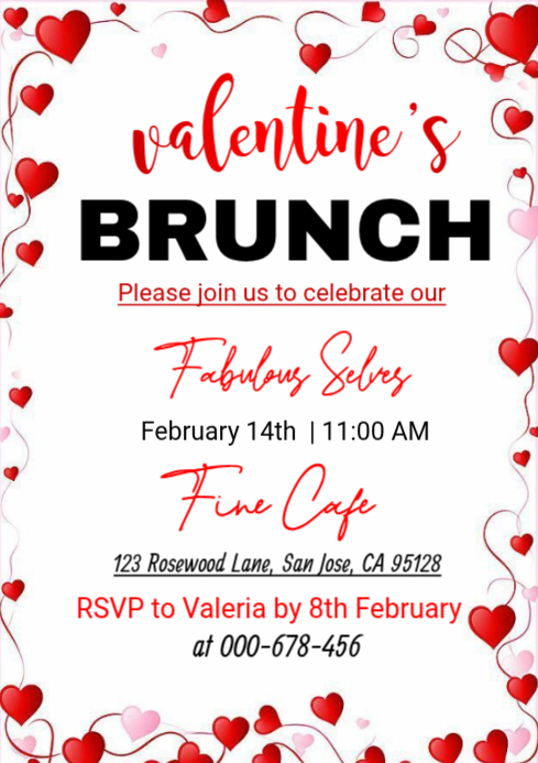 Maximalist Valentine Brunch A4 Template | PosterMyWall