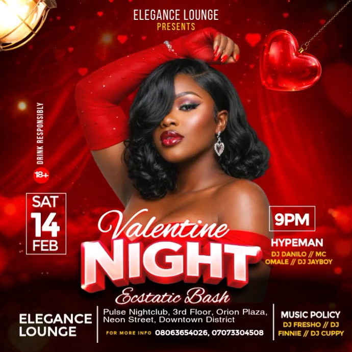 Maximalist Valentine Club Night Party Instagram Post Template ...