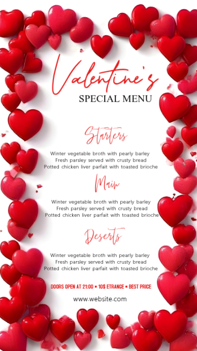 Maximalist Valentine Food Menu Instagram Story Template | PosterMyWall