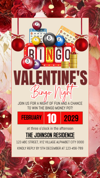 Plantilla de Maximalist Valentines Bingo Night Invitation Instagram ...