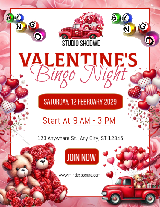 Maximalist Valentines Bingo Night Invitation Flyer (us Letter) Template ...