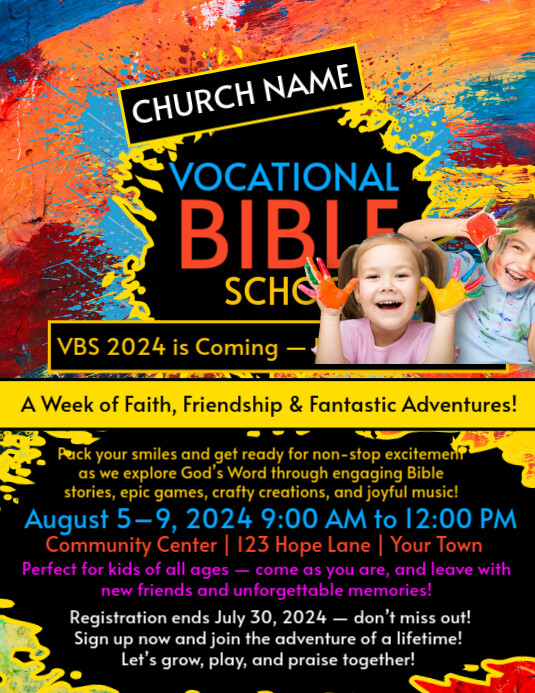 Copy of Maximalist Vbs Vacation Bible School Flyer (us Letter ...