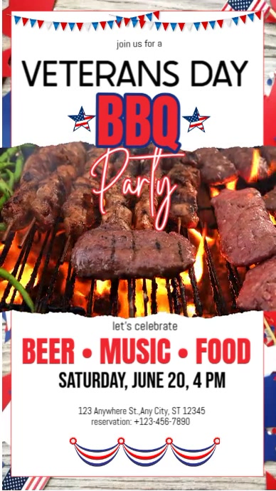 Maximalist Veterans Day Bbq Party Invitation Instagram Story Templat | PosterMyWall