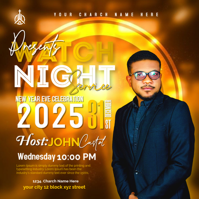Maximalist Watch Night New Year Eve Service Instagram Post Template ...