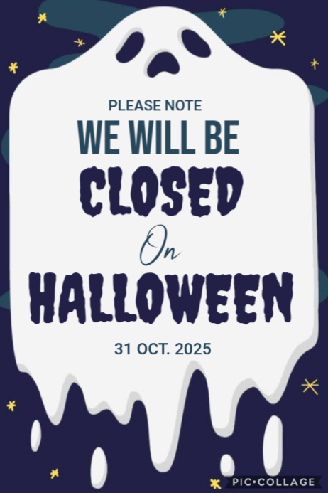 Maximalist We Will Be Closed On Halloween Poster Template | PosterMyWall