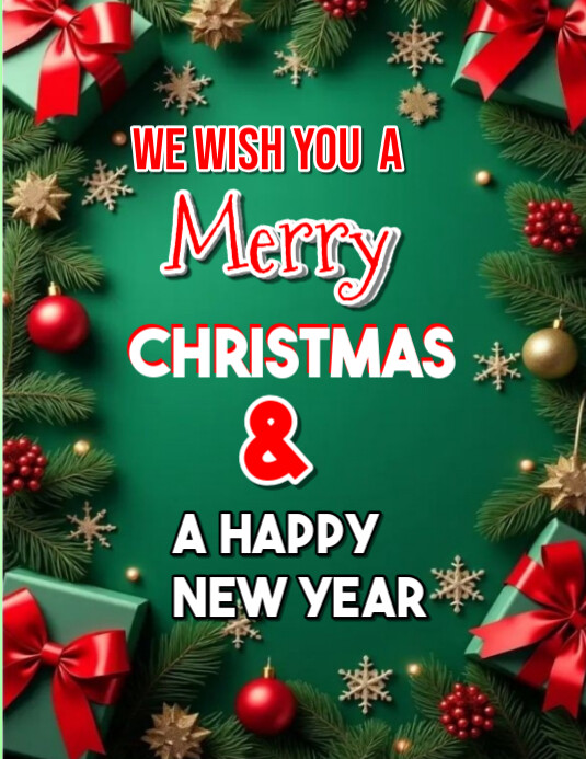 Maximalist We Wish You A Merry Christmas And Happy New Year Flyer (us ...