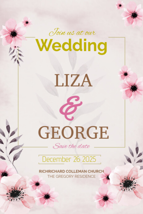 Maximalist Wedding Card Invitation Poster Template | PosterMyWall