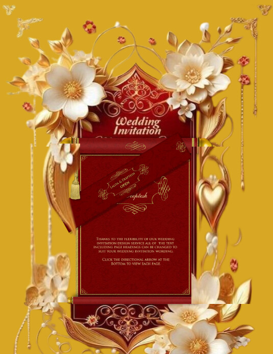 Maximalist Wedding Invitation Card Flyer (us Letter) Template ...