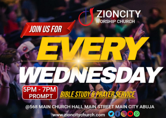 Maximalist Wednesday Bible Study & Prayer Service Postcard Template ...