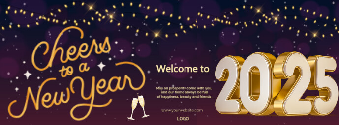 Maximalist Welcome To 2025 Cheers To A New Year Facebook Cover Photo ...