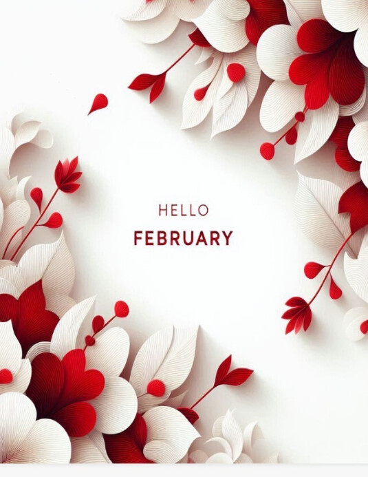 Maximalist White And Red Hello February Flyer (us Letter) Template ...