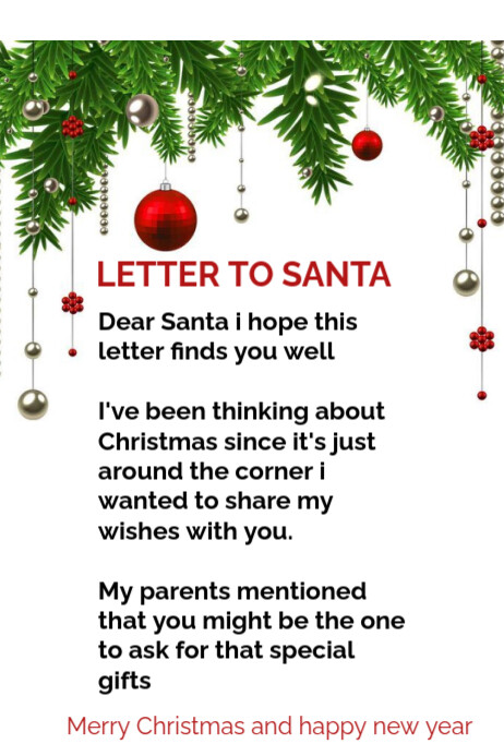 Maximalist White And Red Letter To Santa Poster Template | PosterMyWall