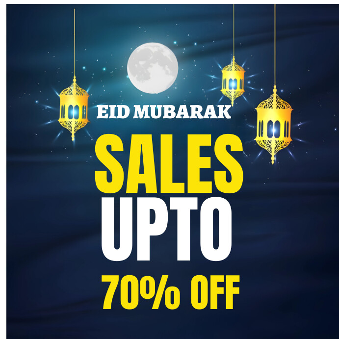 Maximalist white and yellow Eid Sales Instag Template | PosterMyWall