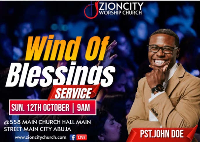 Maximalist Wind Of Blessing Service Postcard Template | PosterMyWall