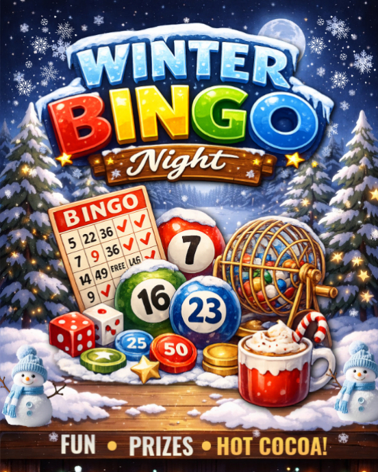Maximalist Winter Bingo Night Instagram Portrait Template | PosterMyWall