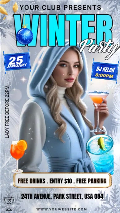 Maximalist Winter Drink Party Instagram Story Template | PosterMyWall