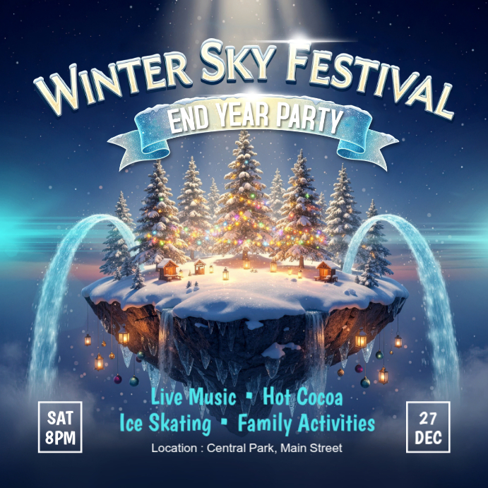 Maximalist Winter Sky Festival Flyer Of Poster Instagram Post Template ...