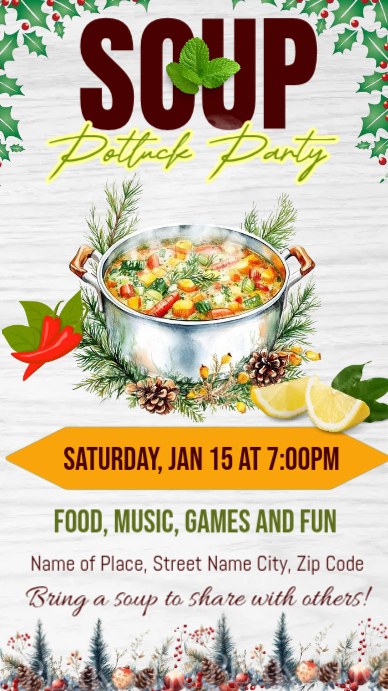 Copy of Maximalist Winter Soup Potluck Party Invitation Instagram Story ...