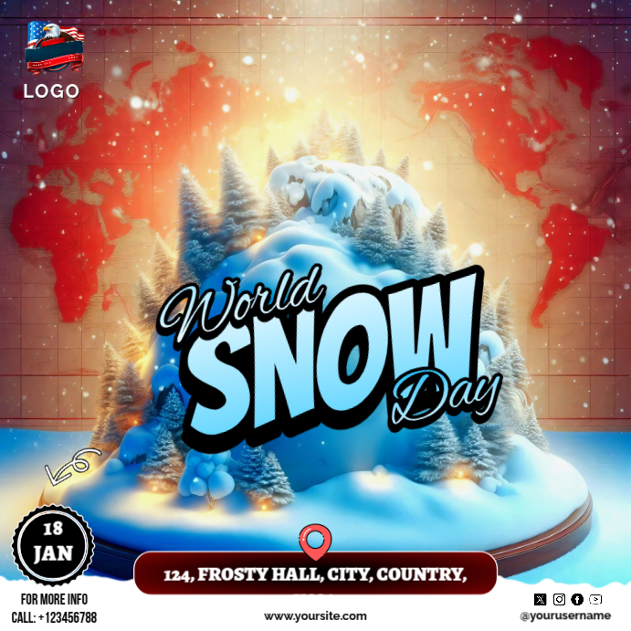 Maximalist World Snow Day Instagram Post Template | PosterMyWall