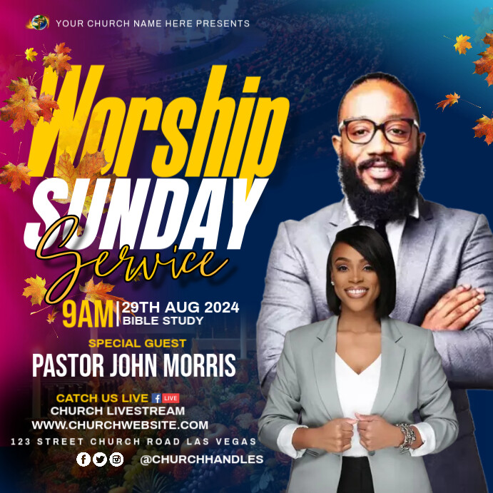 Maximalist Worship Sunday Service Instagram Post Template | PosterMyWall