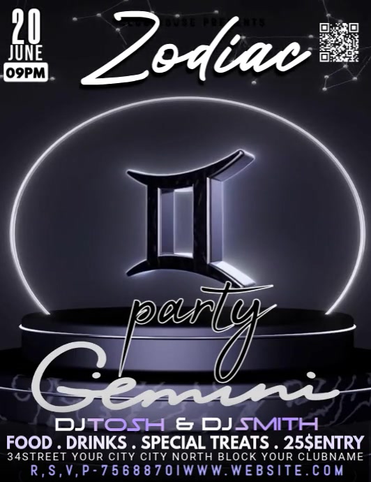Copy of Maximalist Zodiac Gemini Party Flyer (us Letter) | PosterMyWall