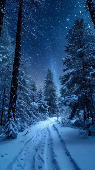 Maximalist “midnight Snowfall Pathway” Digital Display (9:16) Template | PosterMyWall
