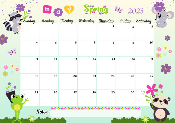 Copy of May Calendar 2025 Spring | PosterMyWall