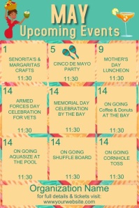 MAY Upcoming Events Calendar Template | PosterMyWall