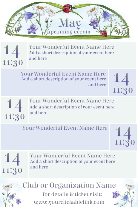 Copy of May Upcoming Events Calendar | PosterMyWall