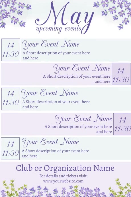 May Upcoming Events Calendar Template | PosterMyWall
