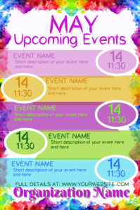 May Events Watercolor Floral Calendar Template | PosterMyWall