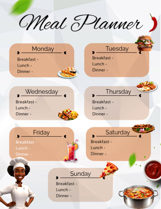 Meal planner food diet nutrition organizer weekly menu meal prep ...