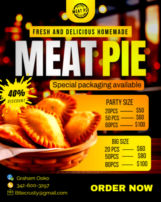Meat pie empanada minced pastry hand patty restaurant promotion digital ...