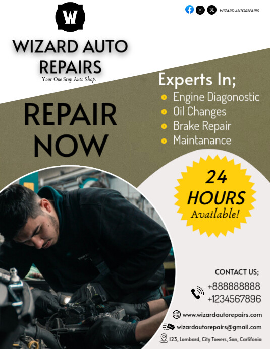 Mechanic Motor Vehicle Repair & Service Ad Template | PosterMyWall