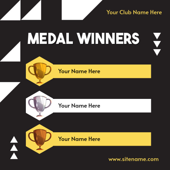 Medal winners | tournament winners list | Sports medal list Template ...