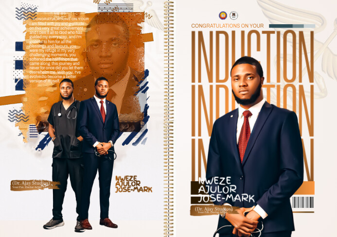 MEDICAL INDUCTION JOTTER FRONT AND BACK COVER Template | PosterMyWall