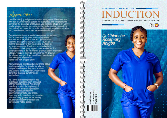 Copy of MEDICAL INDUCTION JOTTER FRONT AND BACK COVER | PosterMyWall