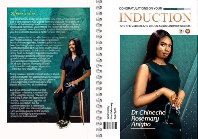 MEDICAL INDUCTION JOTTER FRONT AND BACK COVER Template | PosterMyWall