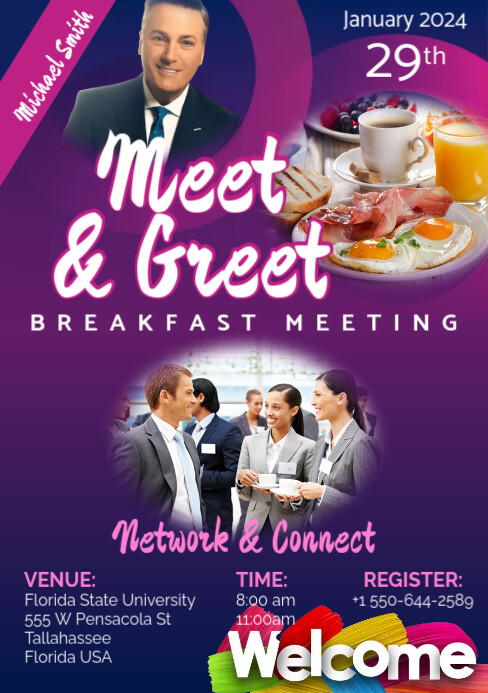 Copy of MEET & GREET BREAKFAST MEETING FLYER POSTER | PosterMyWall