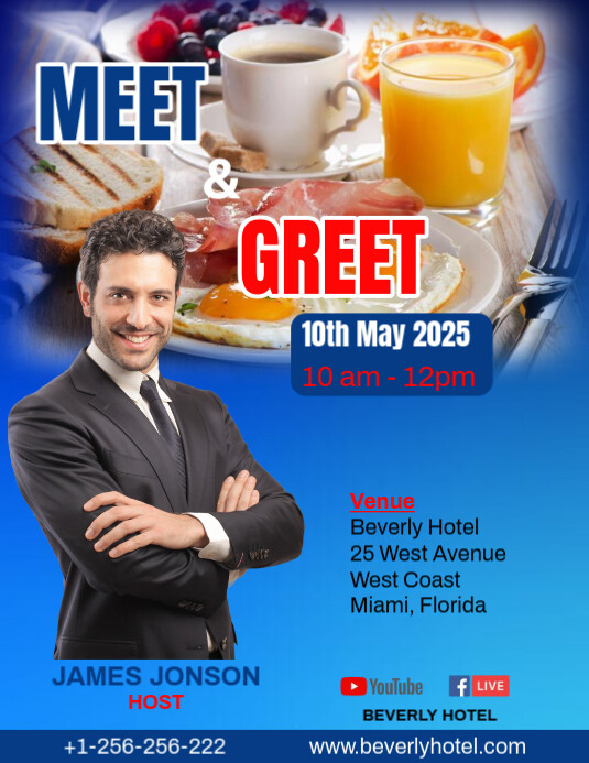 Meet and Eat Breakfast Meeting Templat | PosterMyWall