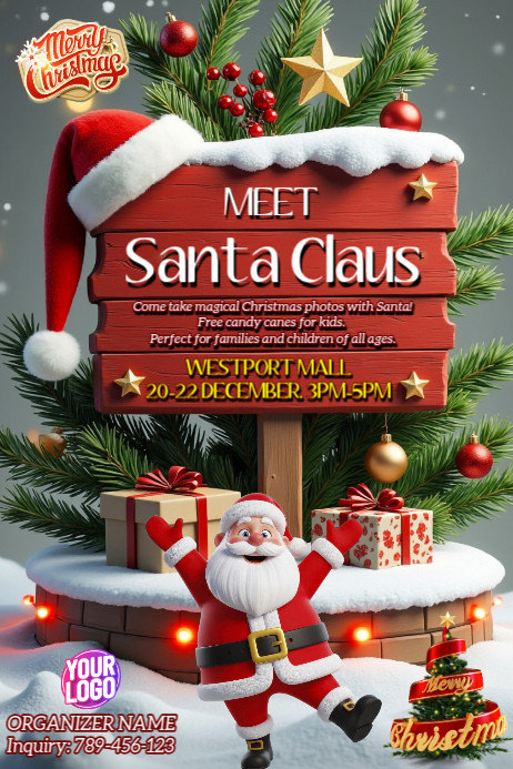 Meet Santa Claus Announcement Flyer Template | PosterMyWall